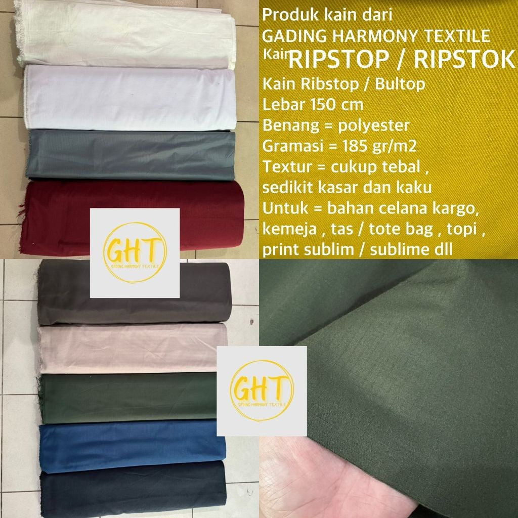 in stock KEMEJA (per 25 cm) RIPSTOP fabric 150 cm wide ripstok ribstop ...