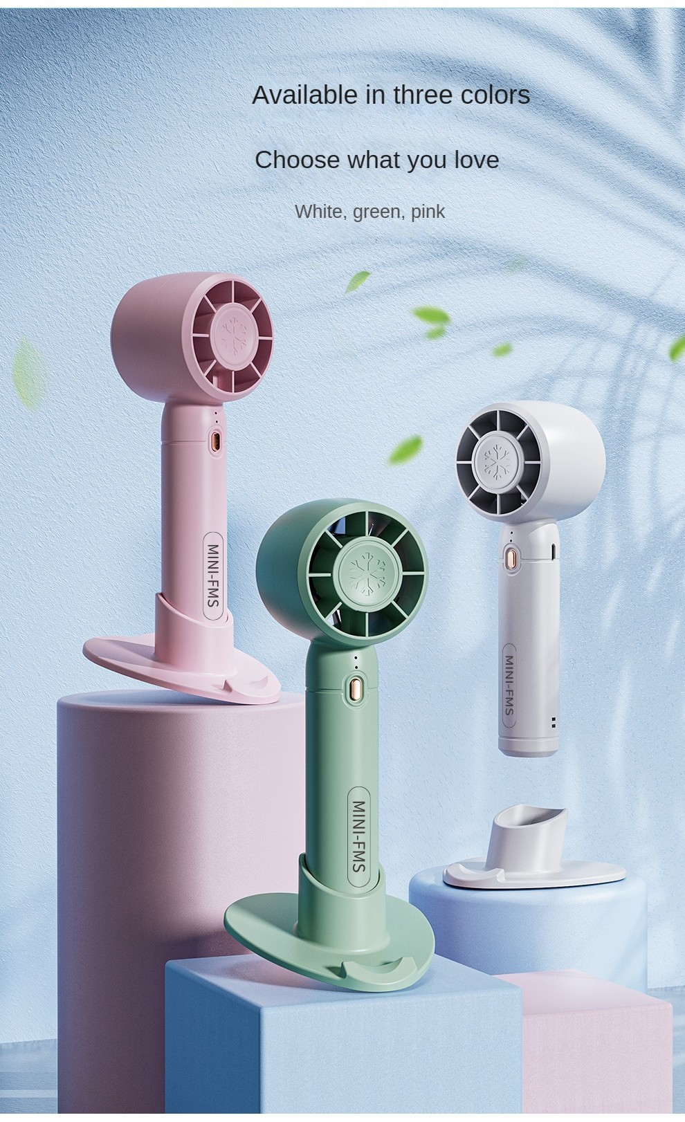 Mini Rechargeable Handheld Fan 3 Speeds USB Desktop Cooling Portable ...