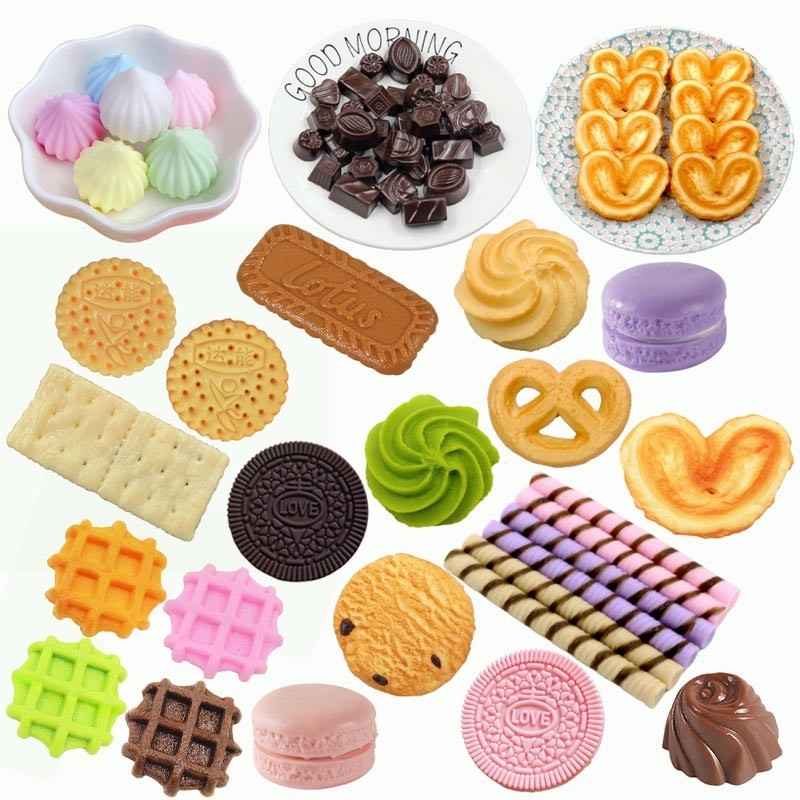 【40 Styles】Artificial Biscuit Models Fake Chocolate Cookie PVC Lifelike ...