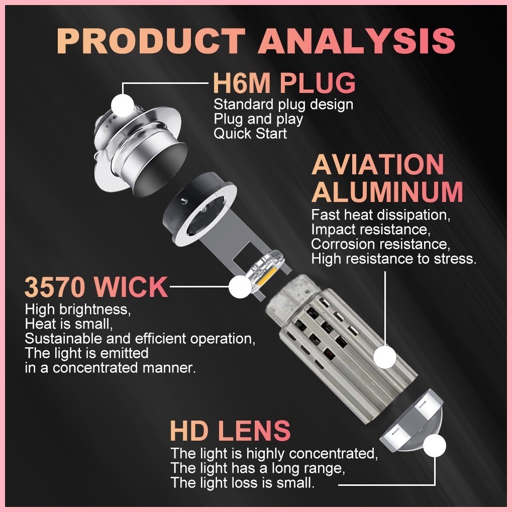 ☎ Motorcycle Headlight LED Bulb P15D Two-color Hi Lo beam Motorbike ...