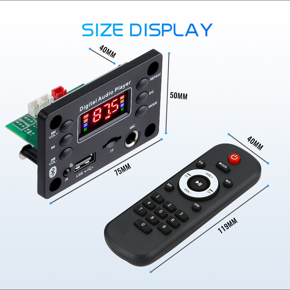 100W DIY Amplifier Bluetooth 5.0 Decoder Board 12V Microphone FM Radio ...