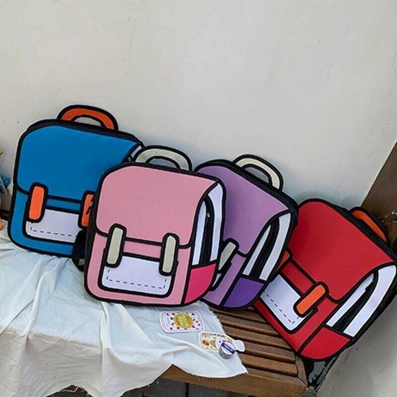 Fashion Ang Unisex 2D Drawing Backpack Cute Cartoon School Comic Book ...