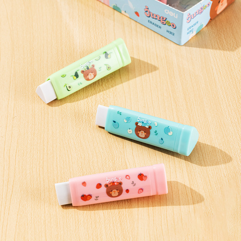Deli EH312 Pencil Eraser Retractable Press Eraser For Kids School ...