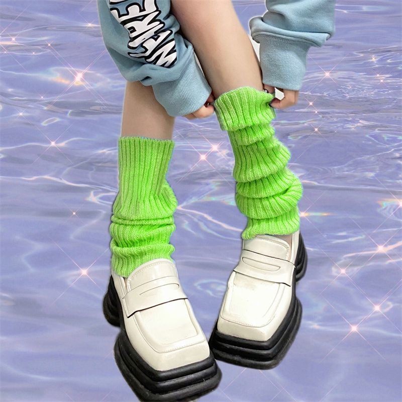 Y2K Lolita Socks Leg Warmers Ball Knitted Long Knee Foot Cover Pile ...
