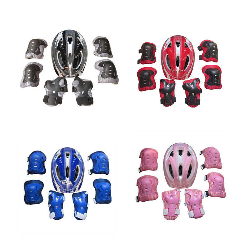 Pomely [COD&Local] (7PCS Children Safety Helmet Knee & Elbow Pad Set ...