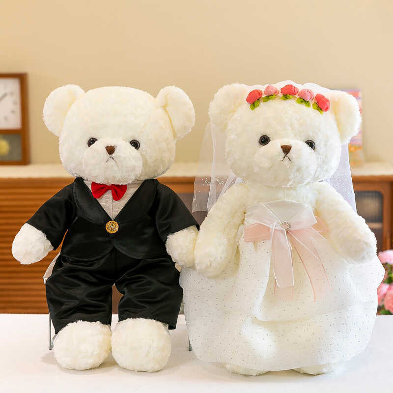 Couple Wedding Dress Teddy Bear Plush Toy Wedding Press Doll Engagement ...