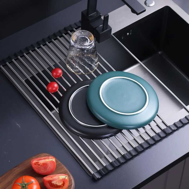 E3 Kitchen 3 Roller Shutter Drain Rack 304 Stainless Steel Bowl Fruit ...