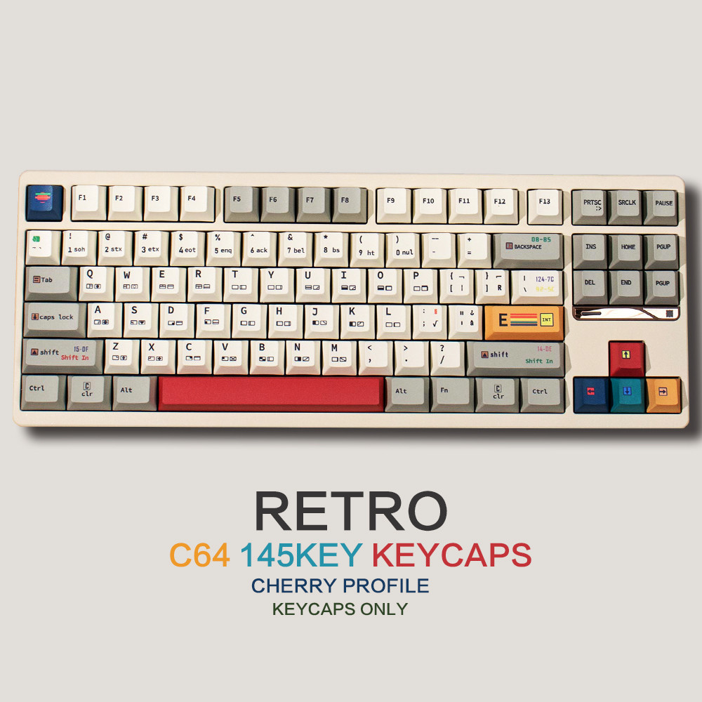 in stock Alice Retro C64 Keycaps 145Keys/Set PBT Cherry Profile Custom ...