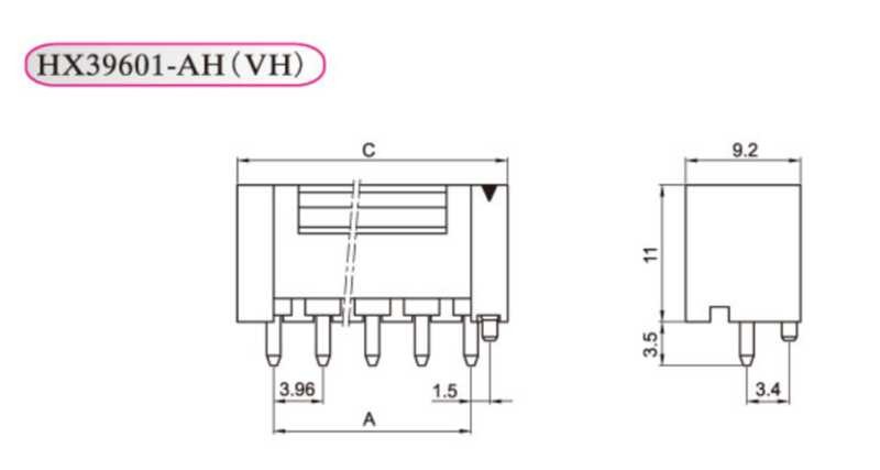 Red Star connector vh- 2 ah 3 4 5 6 7 8 ah straight pin socket HX 39601 - 2 ah spacing 3.96 mm ...