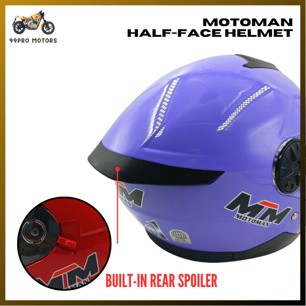 MOTOMAN HALF FACE HELMET MTM-102 MOTORCYCLE PROTECTIVE GEARS 99PRO ...