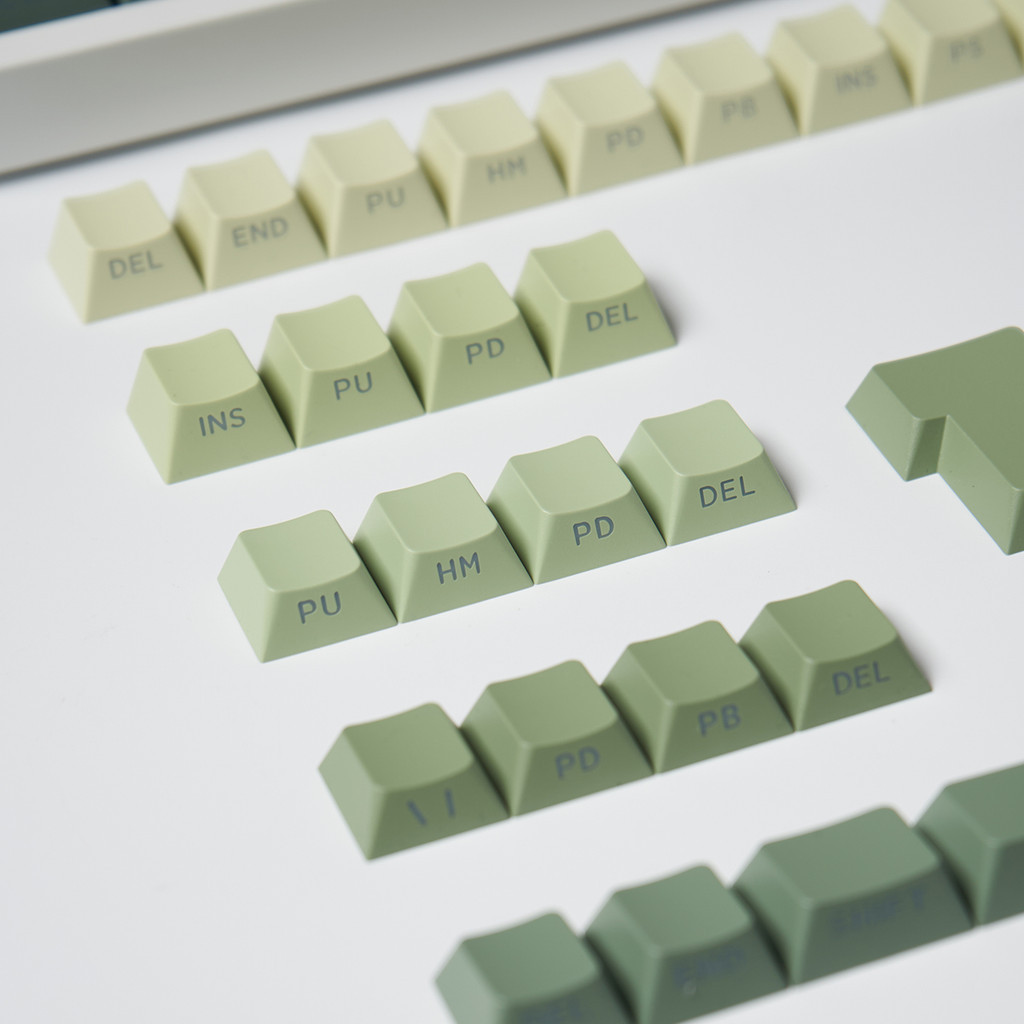 133 Keys Gradient Matcha Green keycaps Side print Light Through Double ...