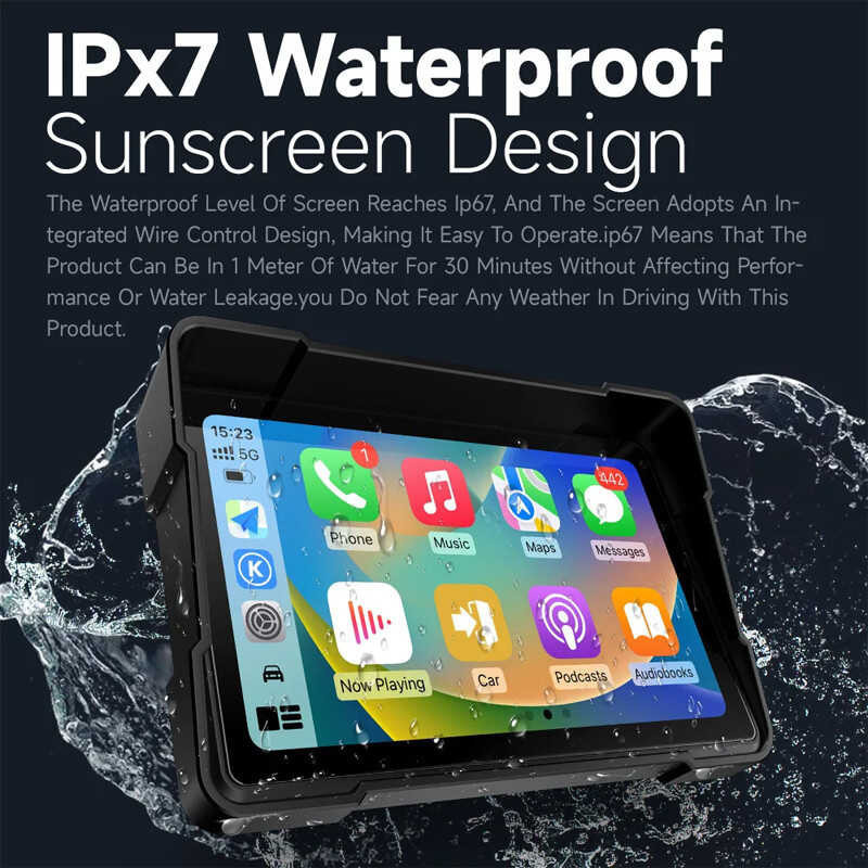 LY 5 PulgAdA Motorcycle ToucH Screen Monitor WireleSS CArplAy Android ...