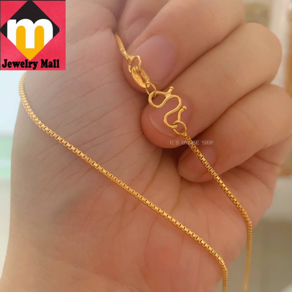 18k gold pawnable saudi gold original Gold Lock Bone Of Box Chain 45cm ...