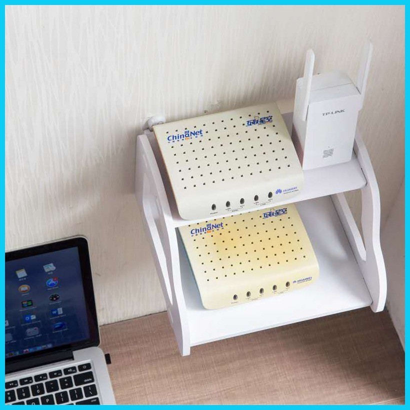 ♂ sc Wooden Wall Mounted Wifi Router Shelf Set-Top Box Bracket Storage ...