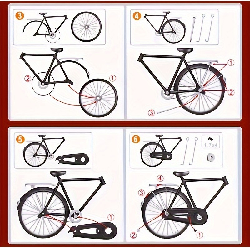 DIY Mini Alloy Bicycle Model Retro Simulation Metal Bike Assembling ...
