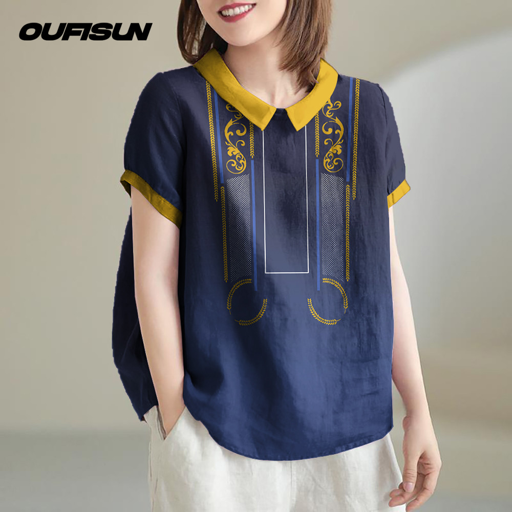Asean Attire For Women Cotton And Linen Shirts For Women Loose Short ...