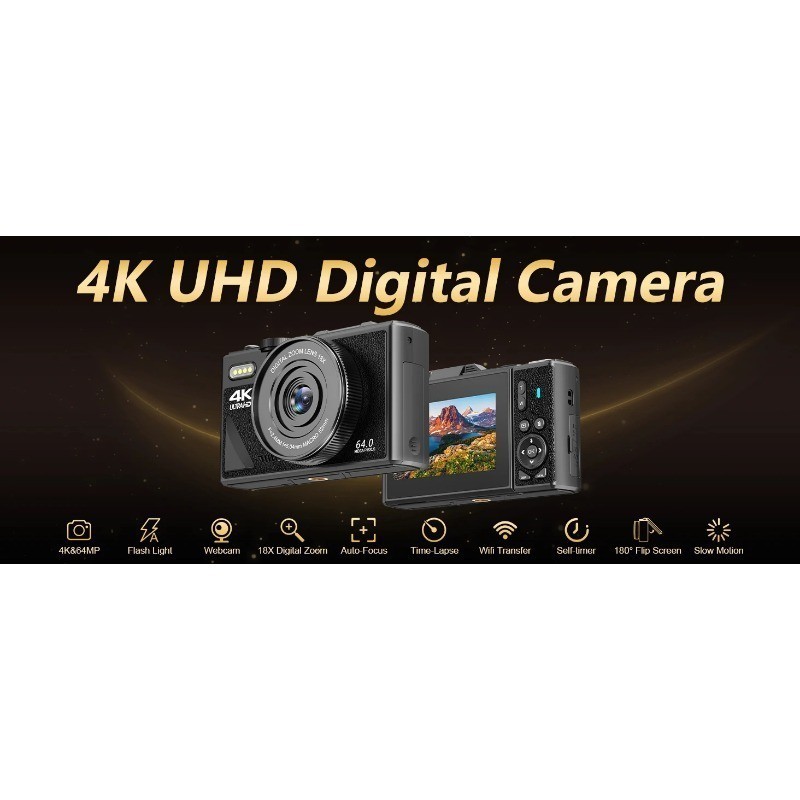 VETEK 8 Camera 64MP Digital Camera 4K Vlogging Camera 3.0Flip Screen ...