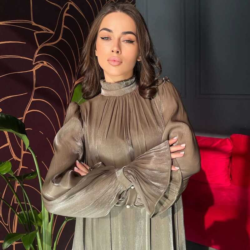 Tt Ramadan Satin Abayas Para Sa Kababaihan Eid Djellaba Muslim Shiny ...