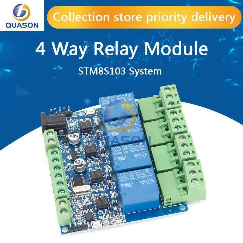 Industrial Automation Components Modbus RTU Way Relay Module DIY Stm8s103 System 4 Road Input ...