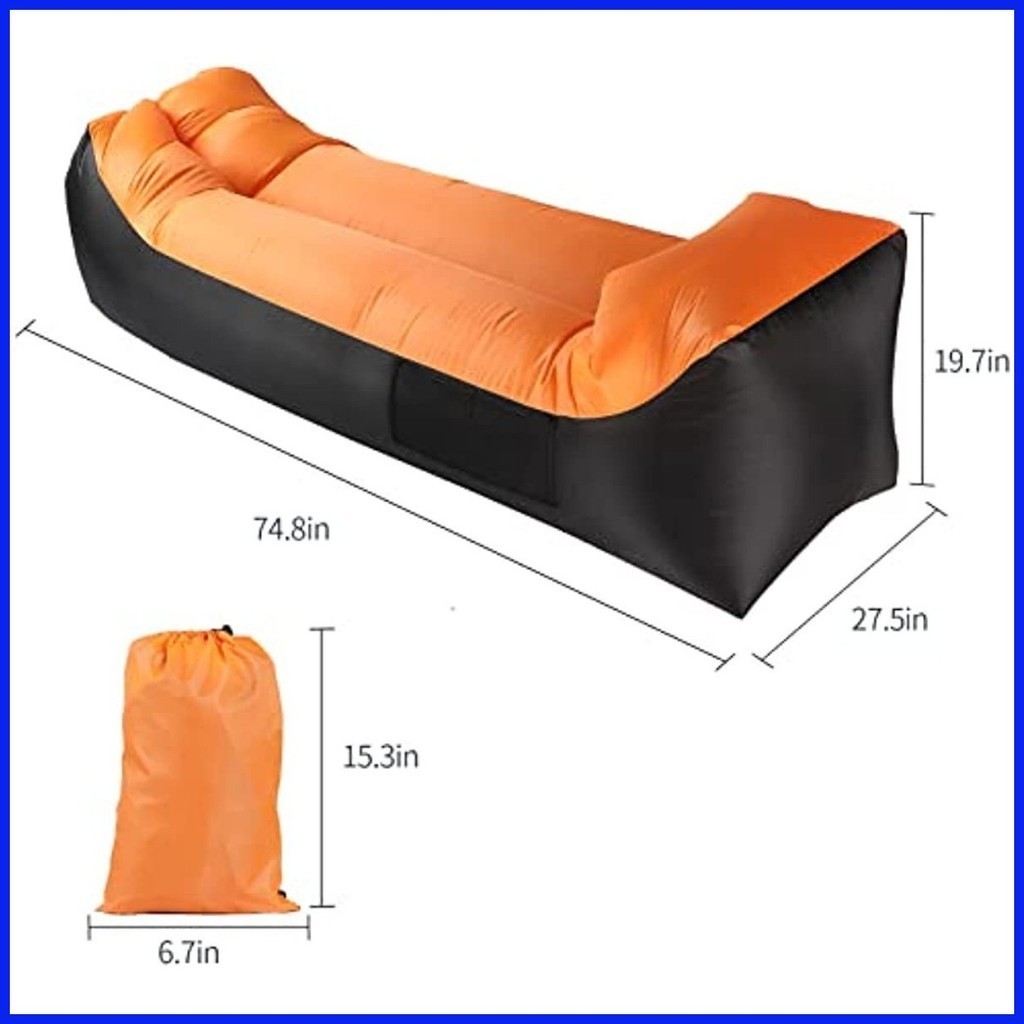 Inflatable Banana Bed With Pillow Folding Sofa Beach Air Bed Portable ...
