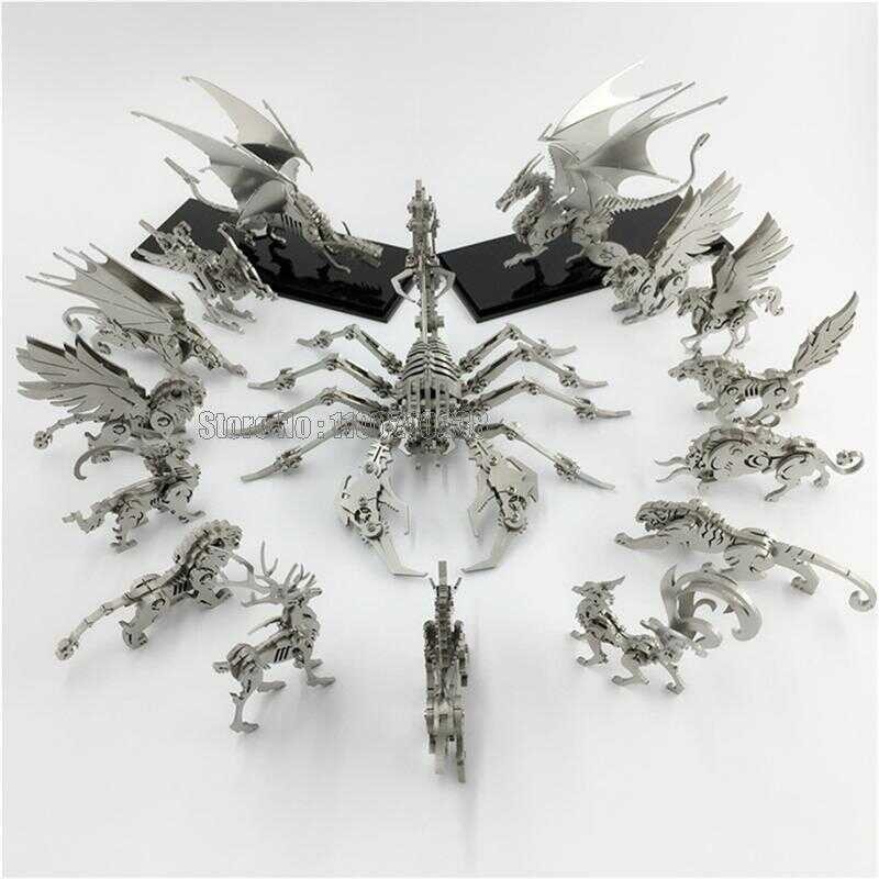 Metal Model 3D Chinese Zodiac Dinosaurs Western Fire Dragon Diy ...