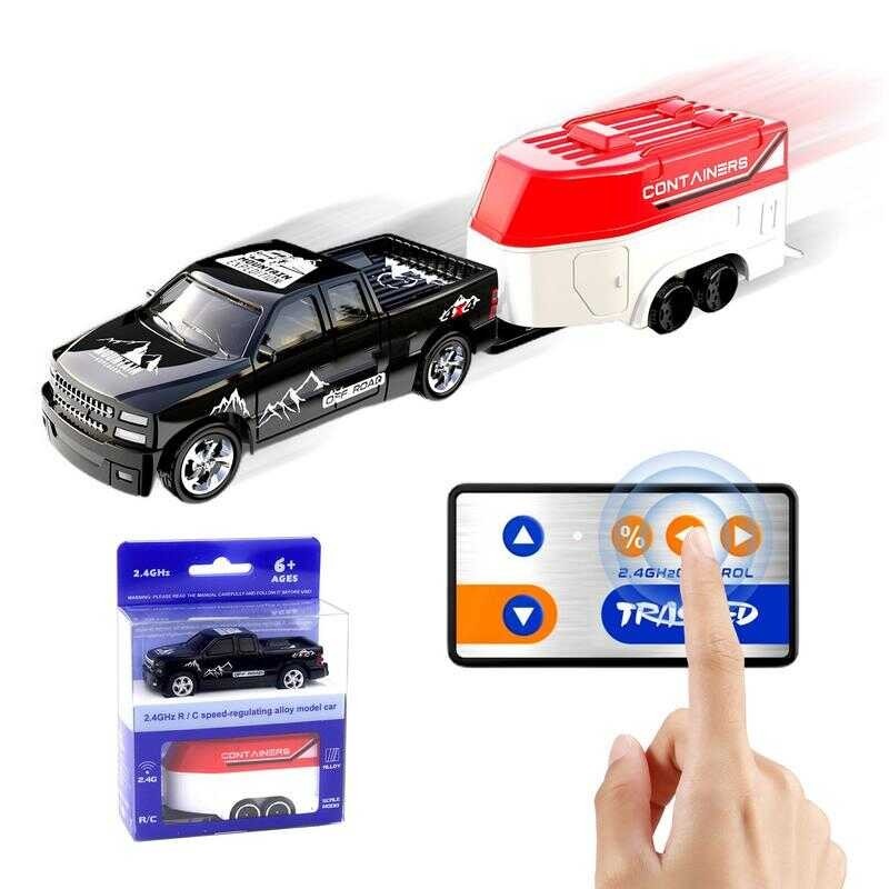 Racing Mini RC Car With Trailer Remote Controlled Cars Trucks Electric ...