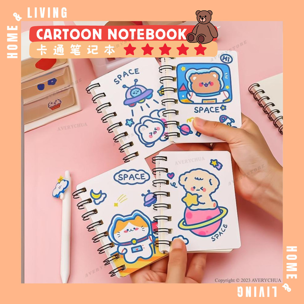 Cartoon Notebook 80pcs Stationery School Simple Cute Bear Diary Book ...