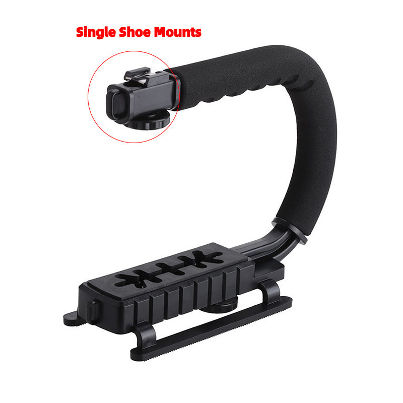 Camera Handheld Stabilizer Triple Shoe Mount Video Holder Grip Flash ...