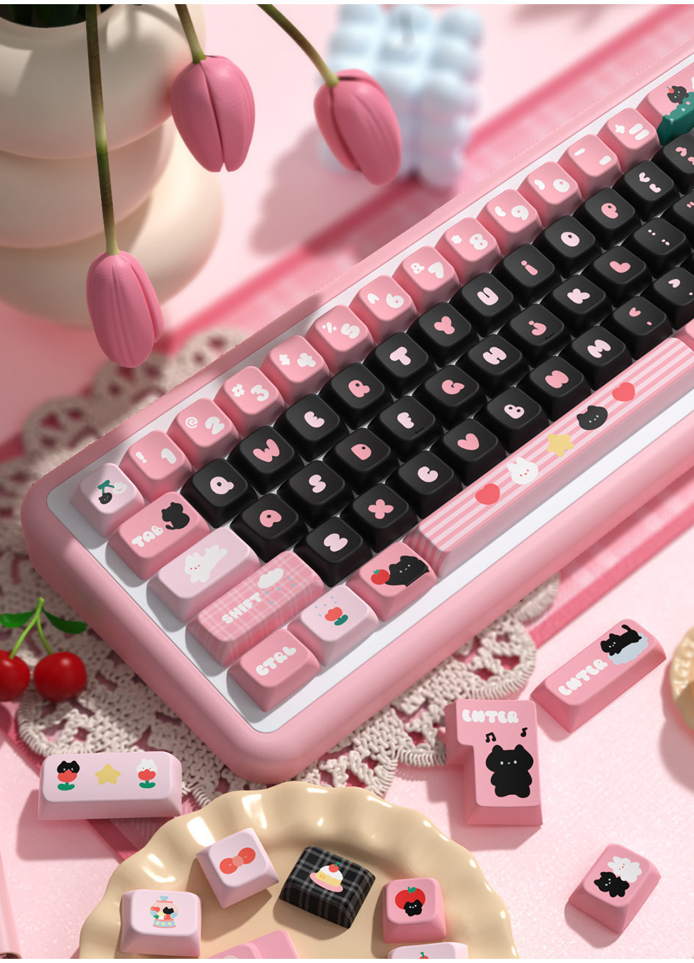 Little Black Cat Original Keycaps MDA Profile PBT Sublimation ...