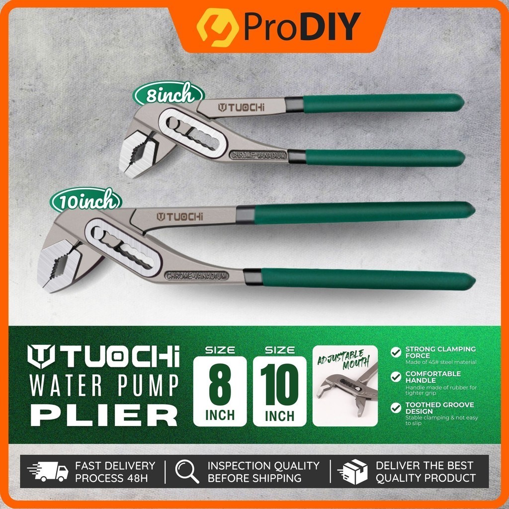 TUOCHI Water Pump Plier 8 inch 10 inch Adjustable Pipe Wrench Plumbing ...