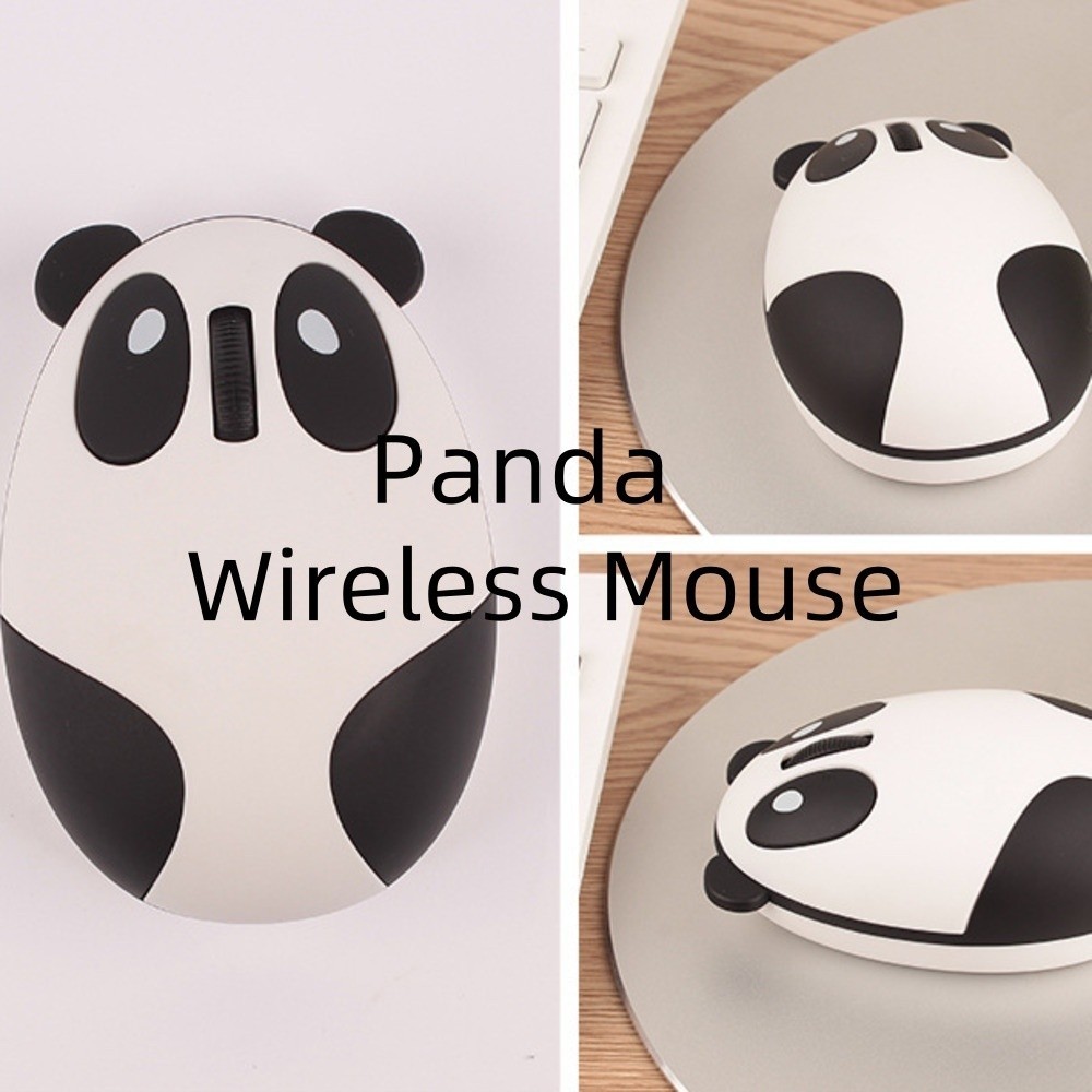 Cute Panda Theme Wireless Mouse Silent Rechargeable Format Usb Computer ...