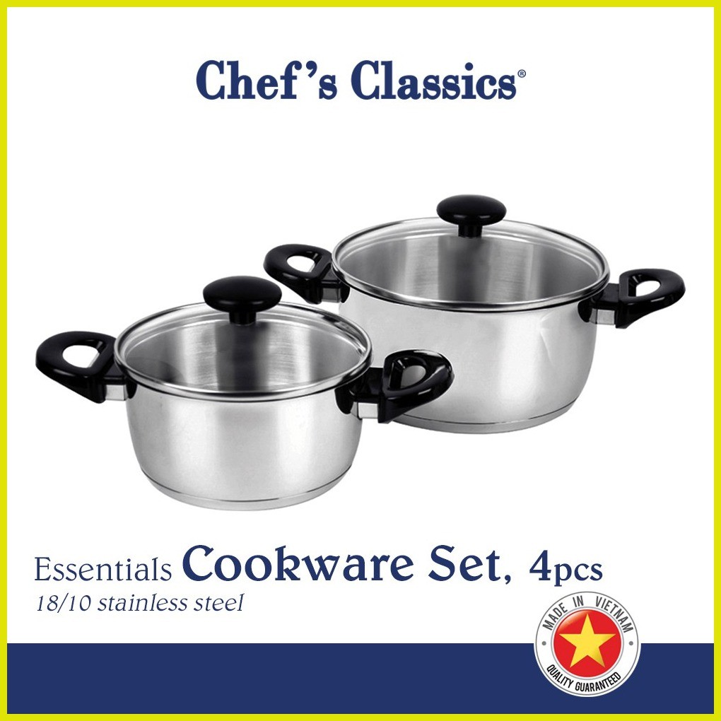 ๑ ⚽︎ Chef's Classics Essentials Stainless Steel Cookware Set, 4pcs ...