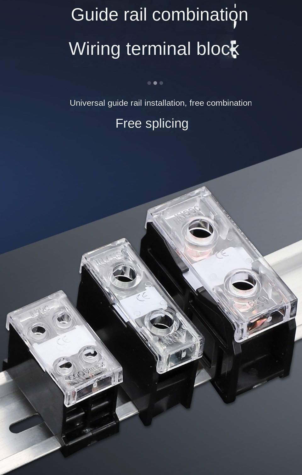 DIN Rail Terminal Block IN12BK IN20BK 600V 2/3 Pin 30A/60A Electrical ...