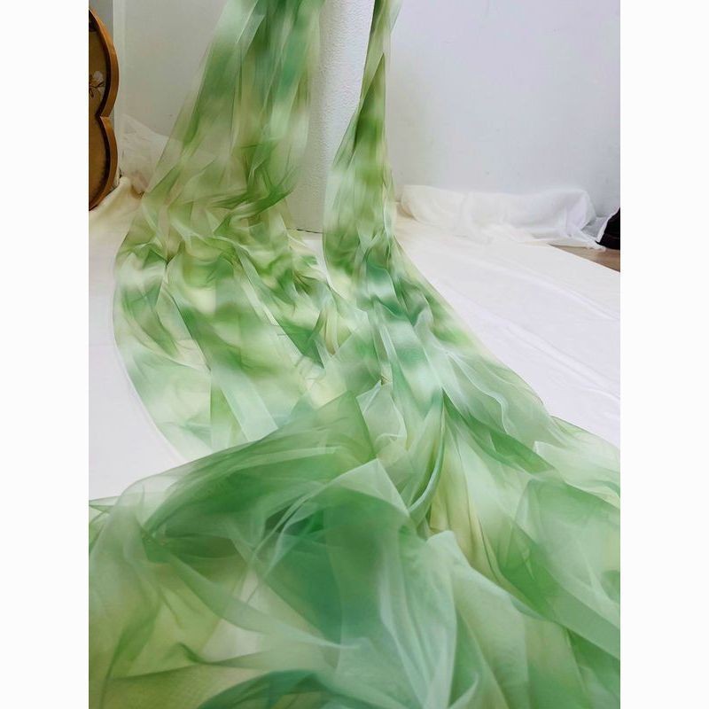 Gradient Green Gauze Ceiling Decorative Gauze Wedding Fabric Art Design ...
