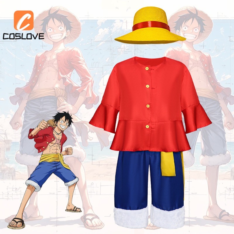 Anime ONE PIECE Code Red Luffy Cosplay Clothing Full Set Costume Suit ...