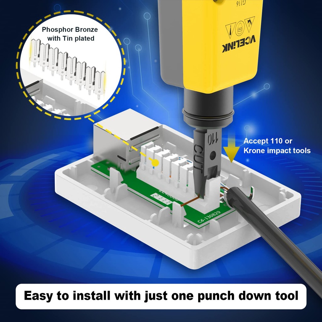2pcs Cat6 Surface Mount Box Modular Box 1-Port Wall Surface Mount ...
