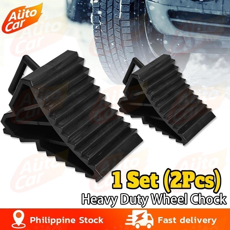 Universal Heavy Duty Car Wheel Chock 1 Set (2pcs) ABS Plastic Parking ...