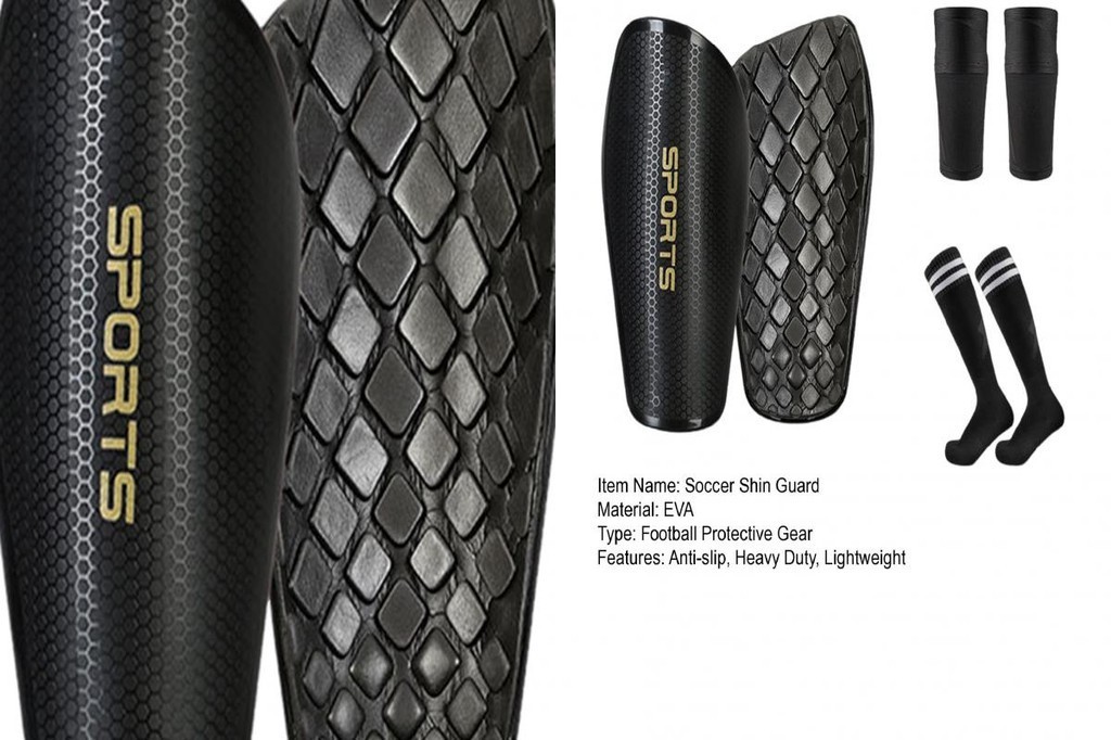 [FM] Slip-resistant Shin Guards Striped Knee High Soccer Shin Guards ...