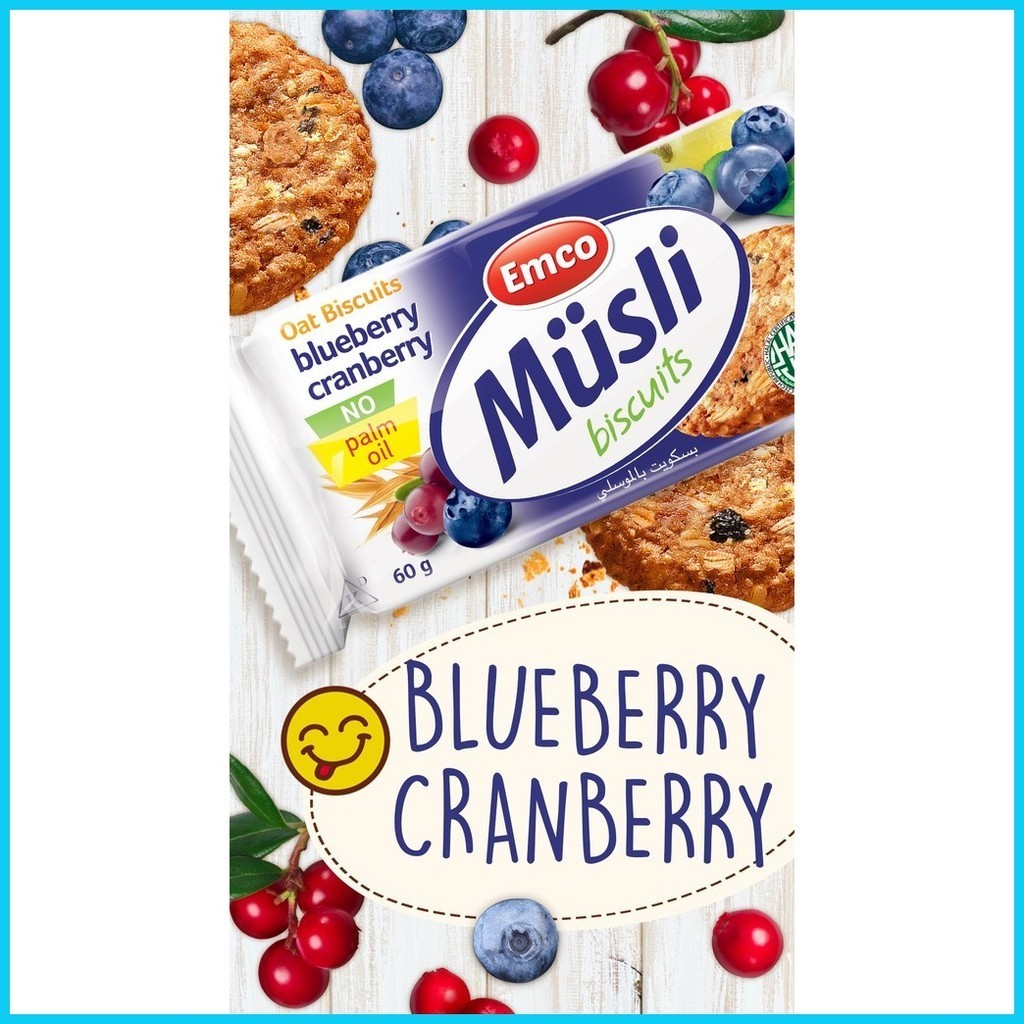 ☪ Musli Oat Biscuits Blueberry Cranberry 60g | Shopee Philippines