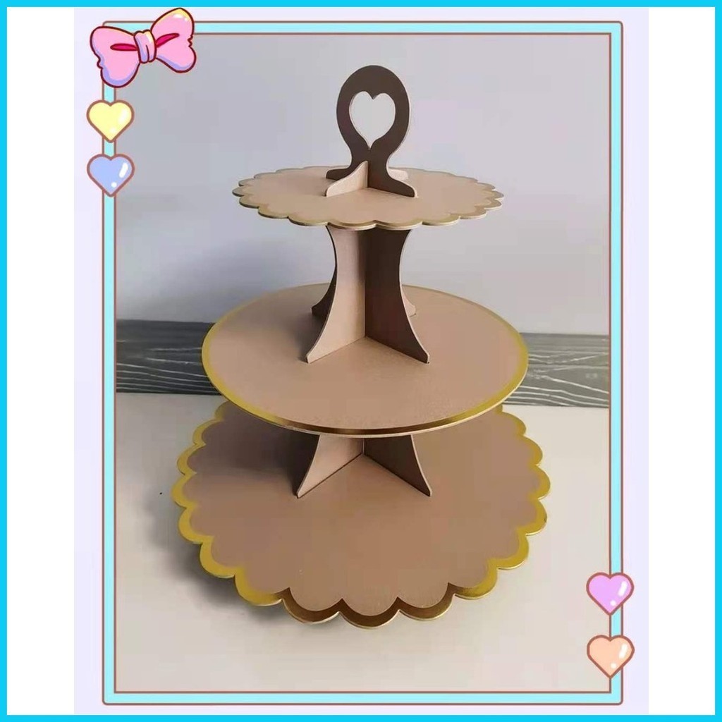 INS Kraft paper color Three Layers Cup cake Stand rack birthday party ...