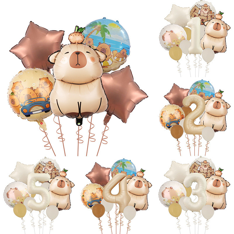 5/10pcs Cartoon Capybara Theme Balloon Set 40inch Number Foil Balloon ...
