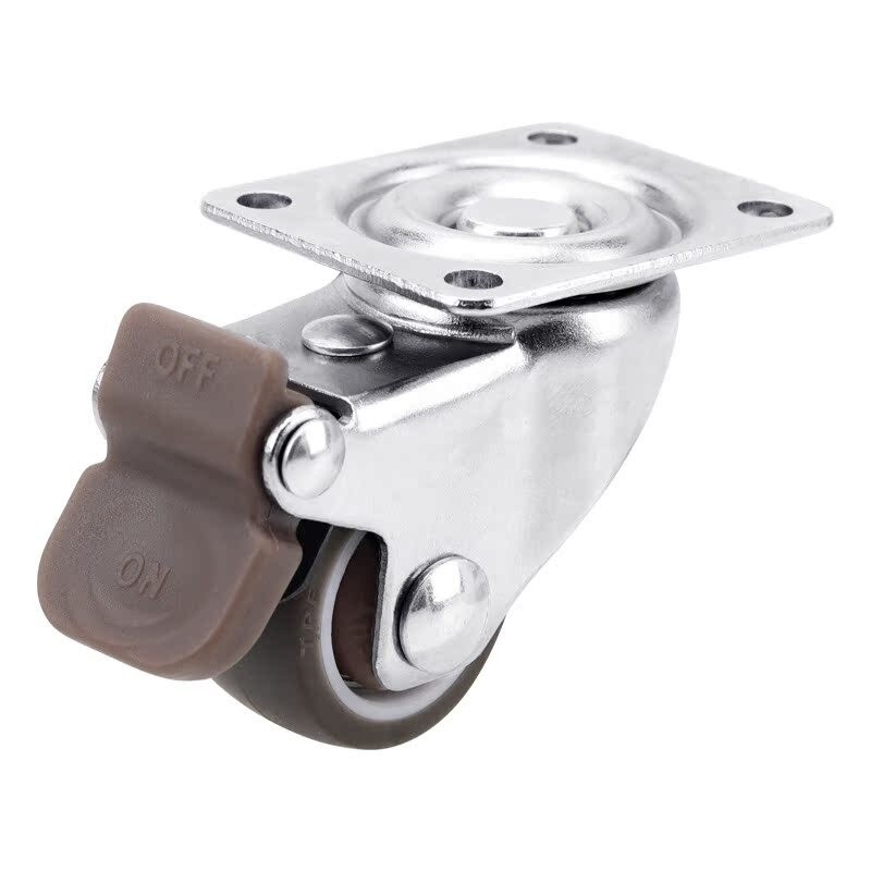 Silent caster 1 -inch small unibersyal wheels with breke soft rubber ...