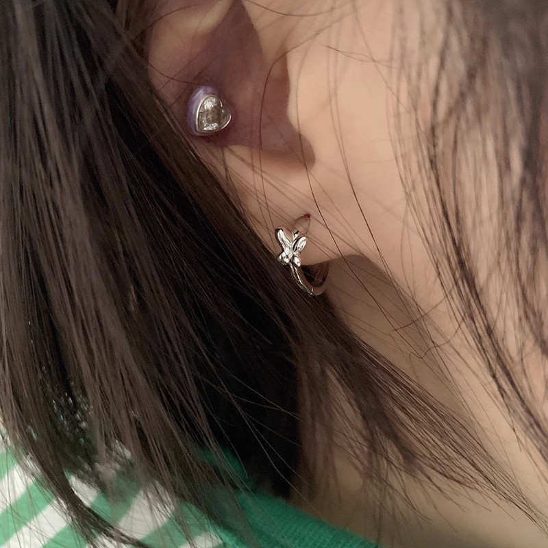 S925 Shiny Zircon Butterfly Hoop Earings for Women Hikaw Silver ...