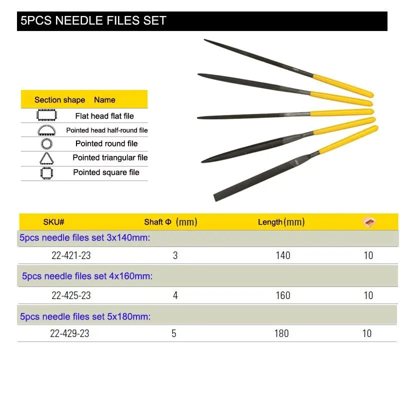 STANLEY Assorted Steel File Set 5Pcs Metal Triangle Semicircular Mini ...