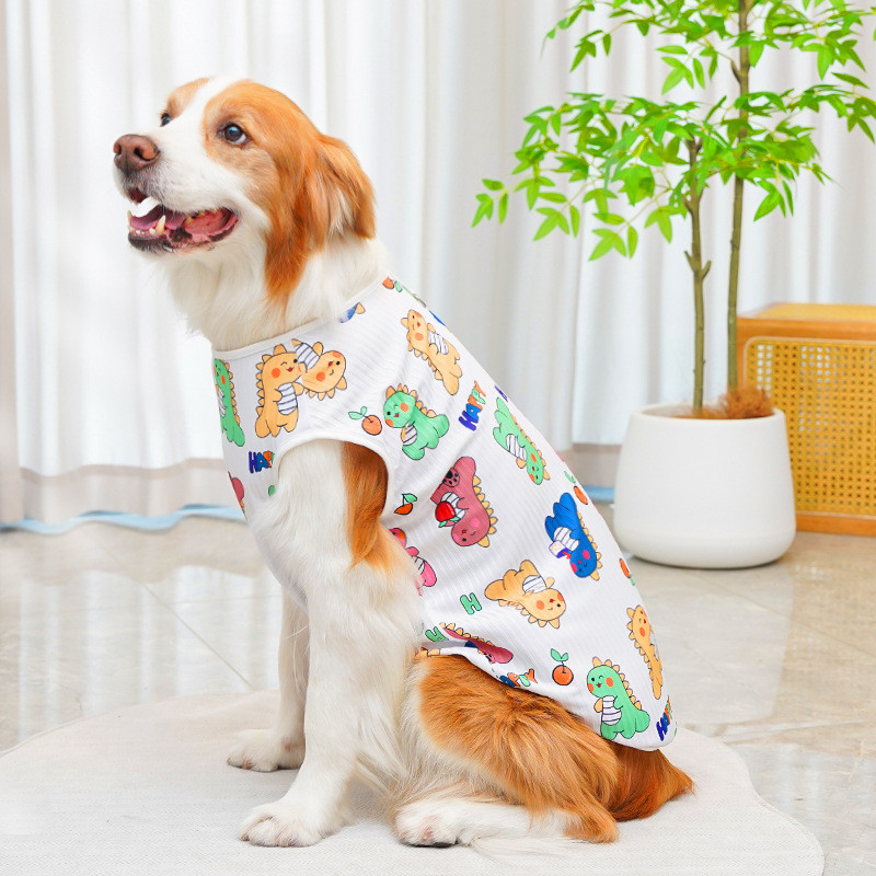 Cute Cartoon Dog Vest Ice Silk Cat Tshirt Elasticity Pet Clothes for ...