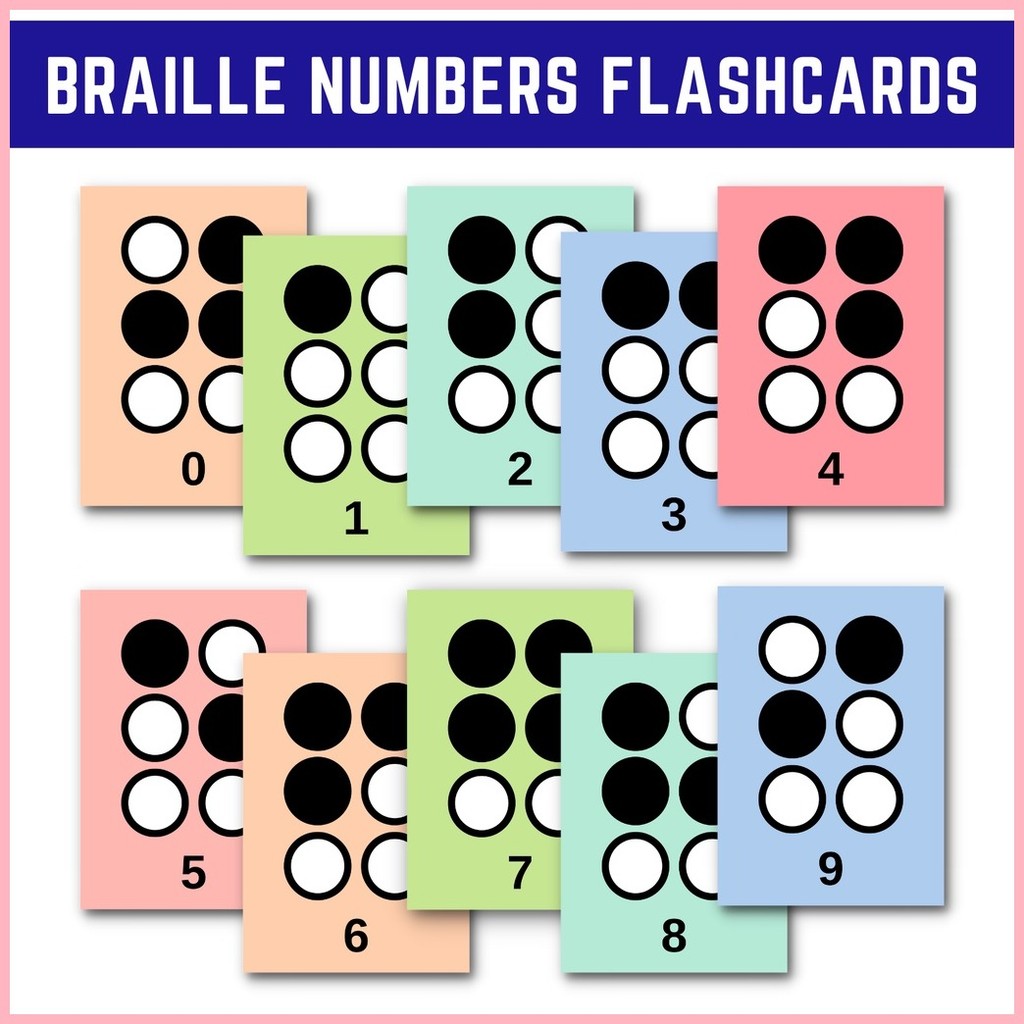 The Braille Alphabet Flashcards, Braille Numbers Flashcards, Laminated ...