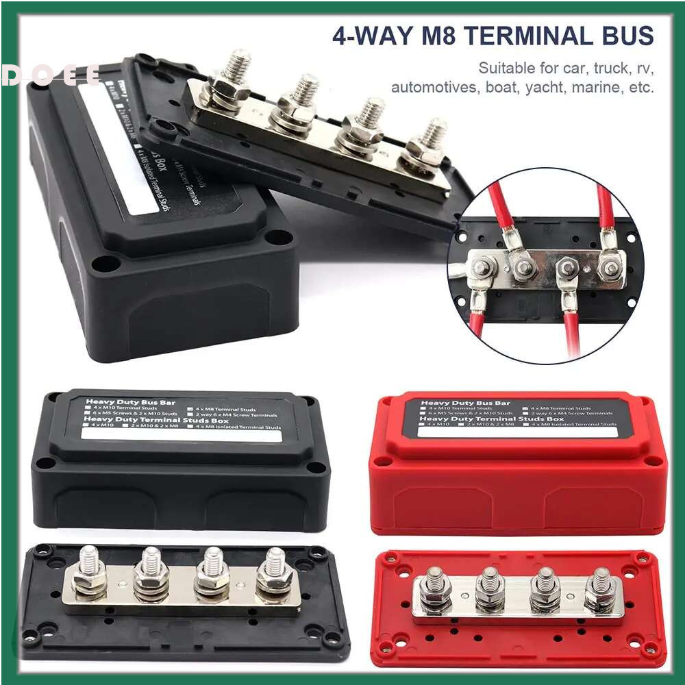 ˇ≮ M8 4 Terminal Ways Bus Bar Board High Current Busbar Cable Organizer ...