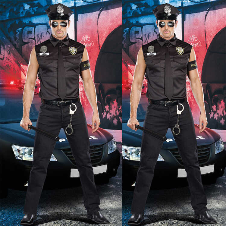Police ♥ Halloween Uniform Men's Role Clothes Instructor Costume DS ...