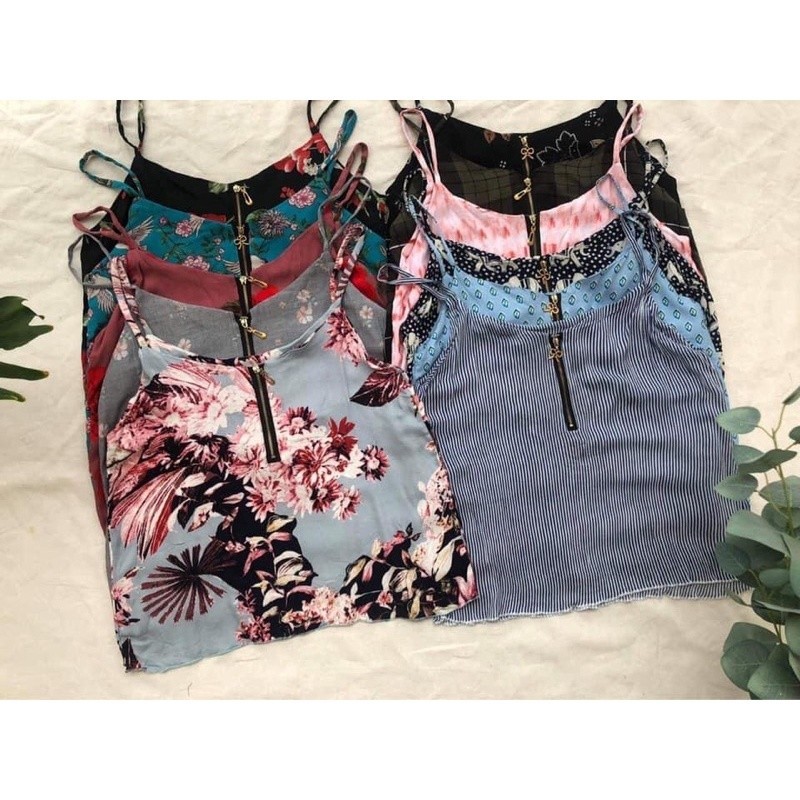 ♒ ⊙ Cami (Forever21-inspired Camisole Zipper Satin Top) | Shopee ...