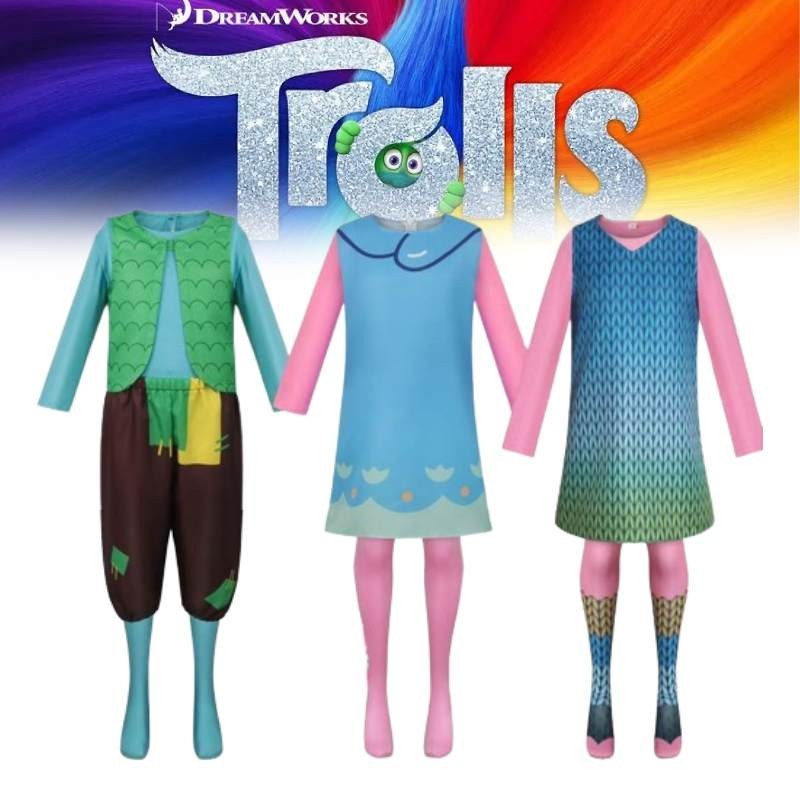 Trolls Lovely Poppy Costume Vneck Dress Unisex Performance Outfit ...